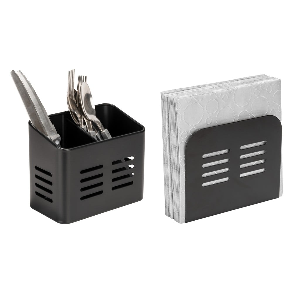 Metalni držač za pribor i salvete u setu 2 kom Black Outdoor Kitchen ...